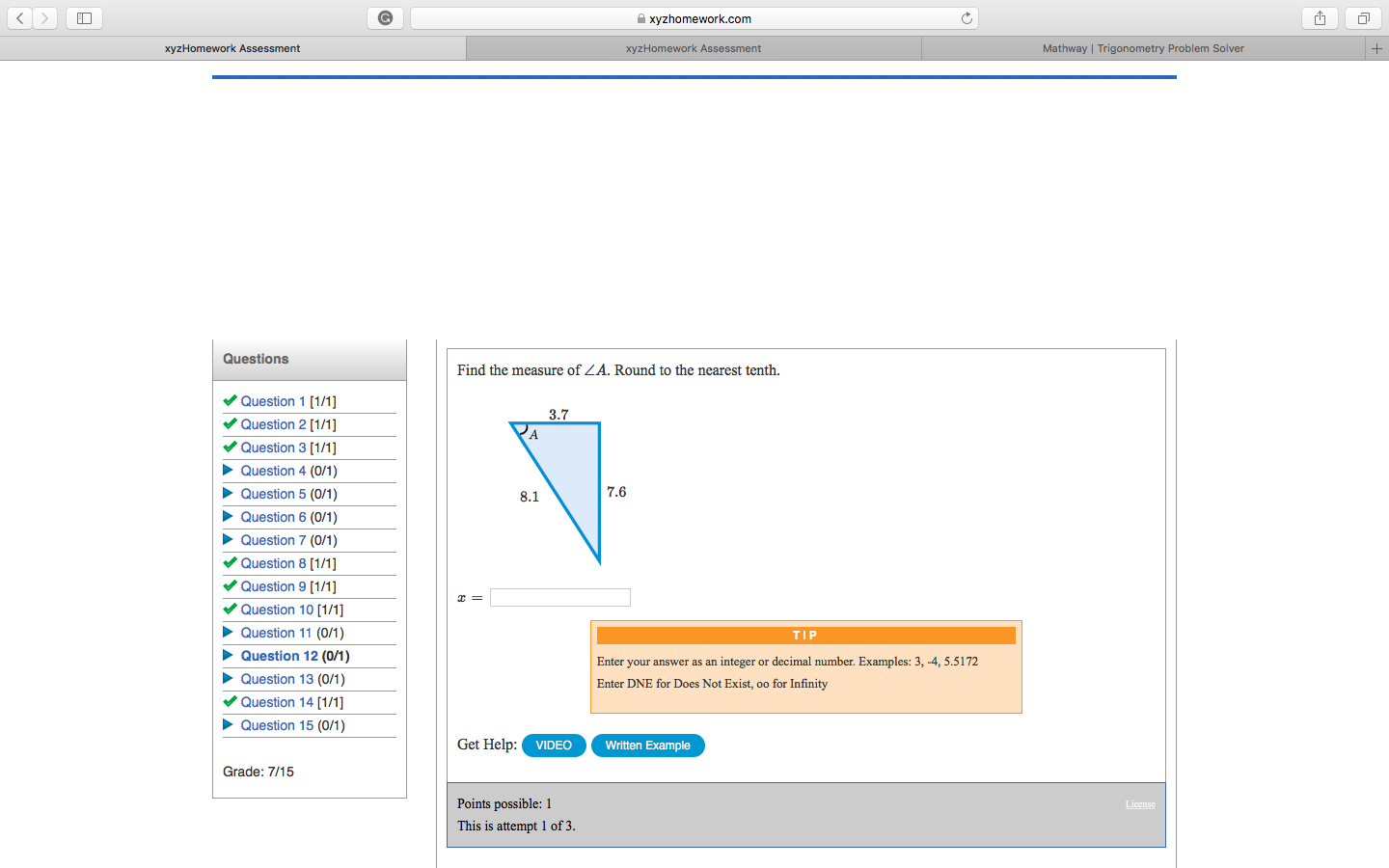 Solved xyzhomework.com G xyzHomework Assessment xyzHomework | Chegg.com