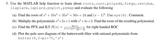 Solved 5 Use The Matlab Help Function To Learn About Roots 7559