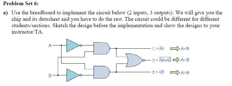 Problem Set 6: a) Use the breadboard to implement the | Chegg.com