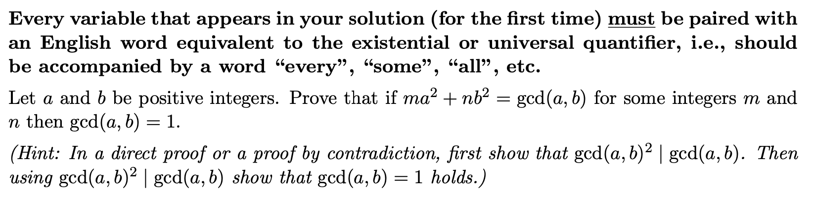 Solved Every variable that appears in your solution (for the | Chegg.com