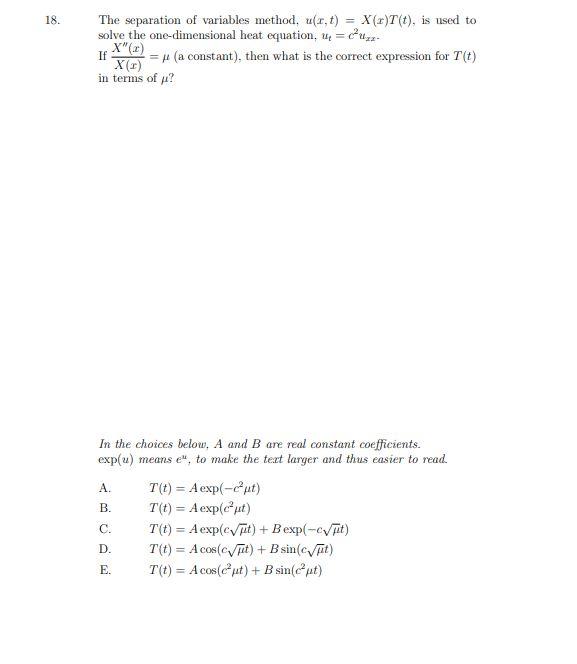 Solved 18 The Separation Of Variables Method