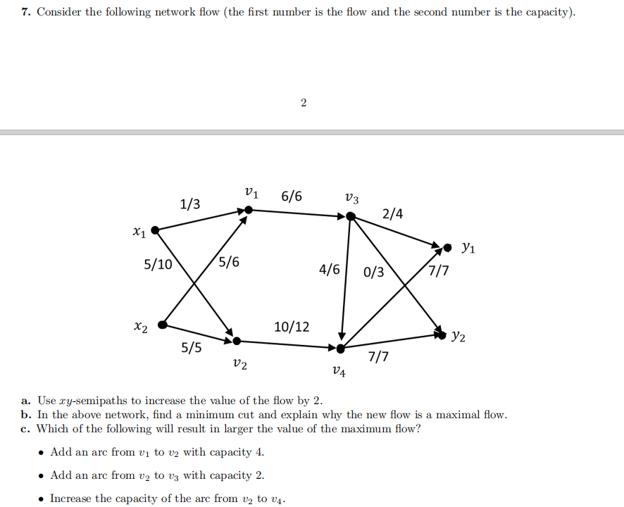 7. Consider the following network flow (the first | Chegg.com