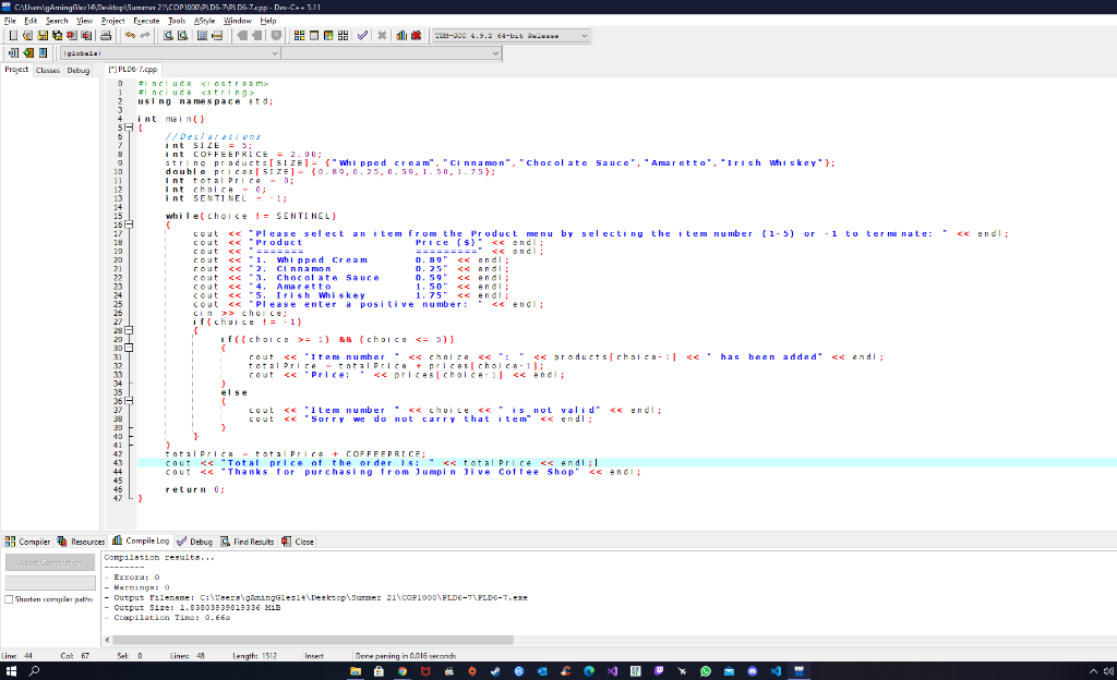 Solved so I have this excercise which I did based on a | Chegg.com