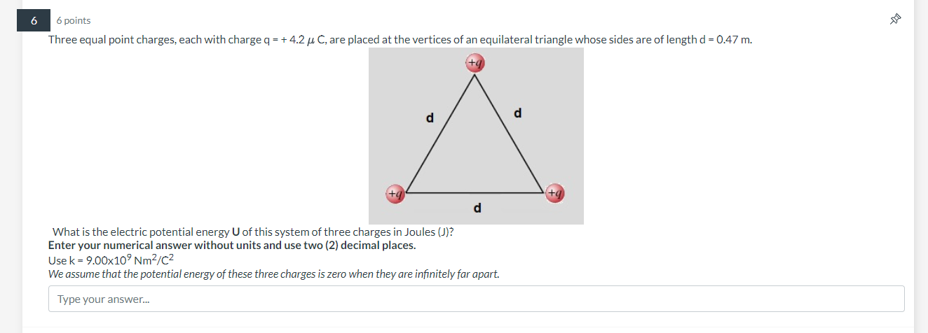 Solved Three equal point charges, each with charge q=+4.2μC, | Chegg.com