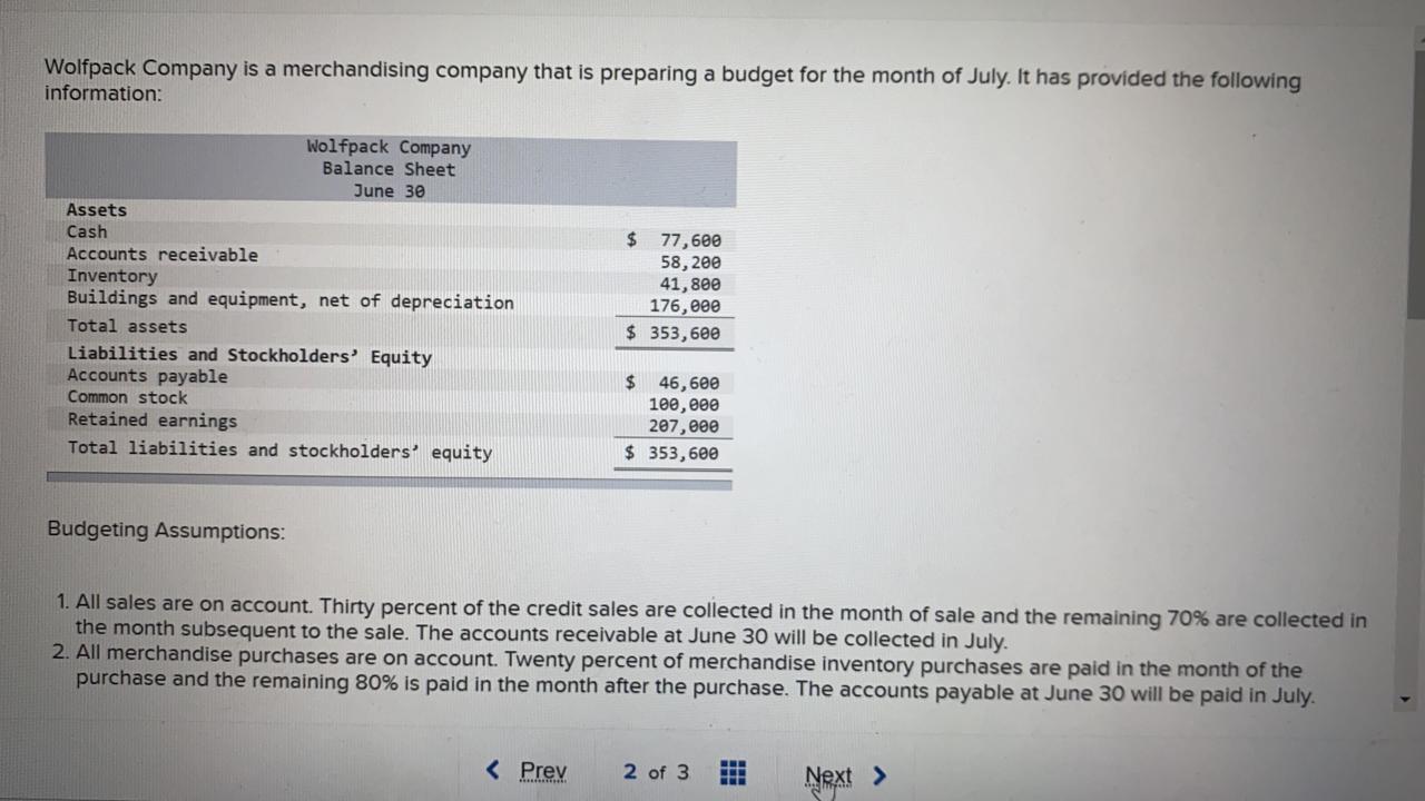 Solved Wolfpack Company is a merchandising company that is | Chegg.com