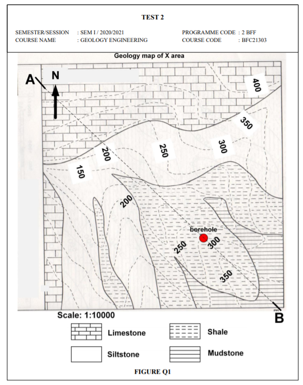 Solved Q1 Refer to the geological map attached in Figure Q1. | Chegg.com