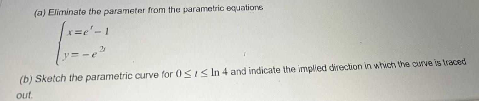Solved (a) Eliminate the parameter from the parametric | Chegg.com