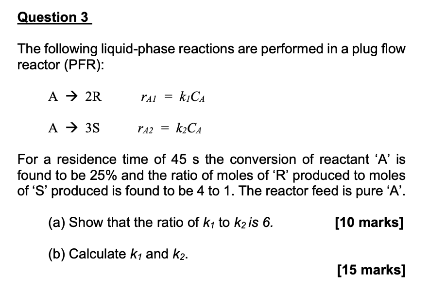 Solved The following liquid-phase reactions are performed in | Chegg.com