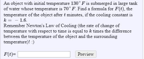 Solved An object with initial temperature 130° F is | Chegg.com