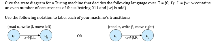 Give the state diagram for a Turing machine that | Chegg.com