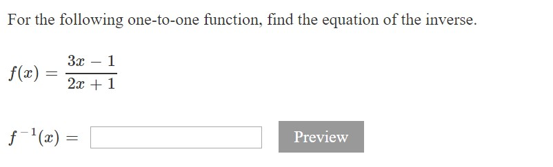 Solved For the following one-to-one function, find the | Chegg.com