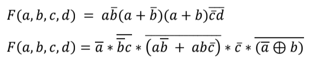 Solved F(a, b,c,d) = ab(a + b)(a + b)cd F(a, b,c,d) = ā * bc | Chegg.com