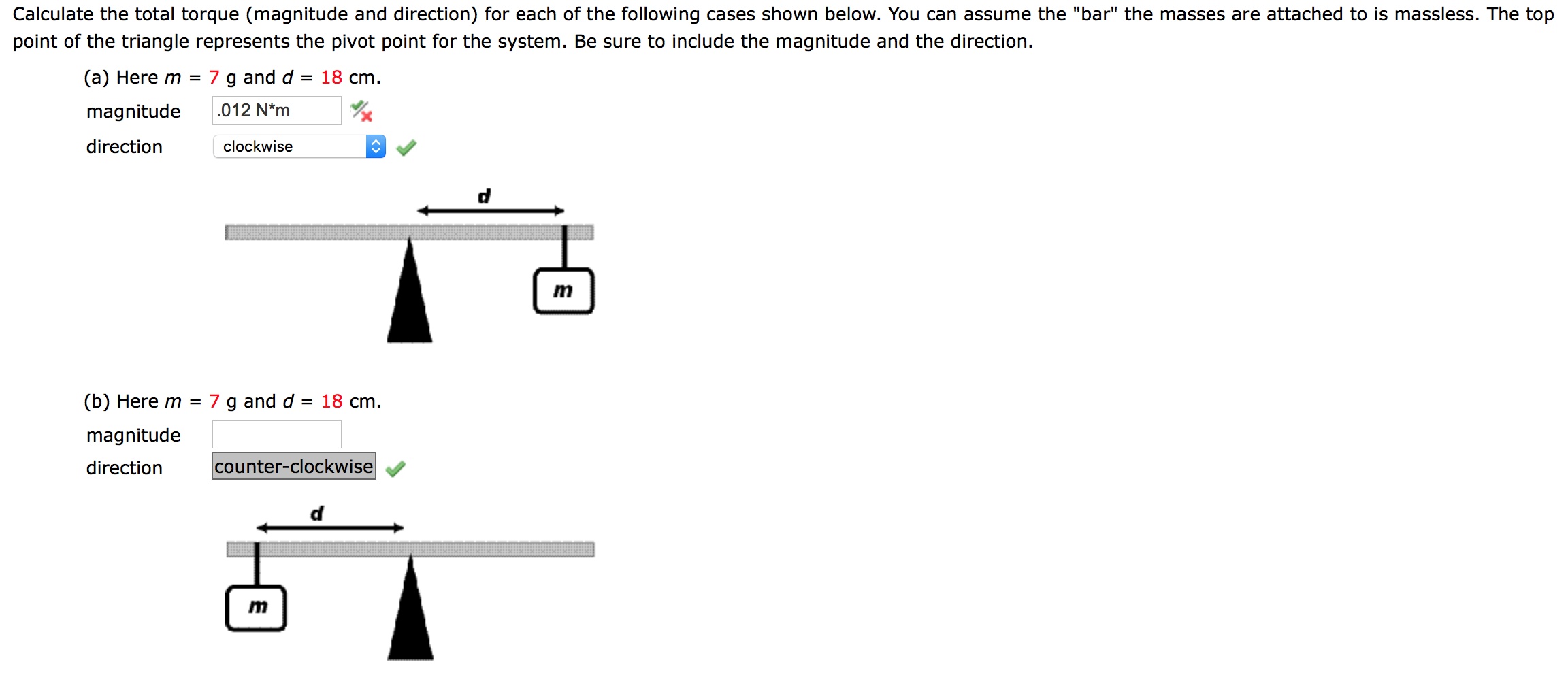 Solved Calculate the total torque (magnitude and direction) | Chegg.com