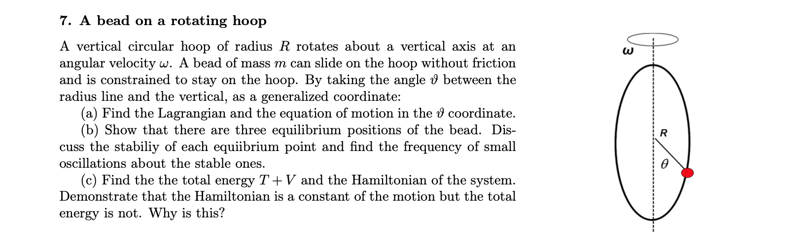 Solved 7. A bead on a rotating hoop A vertical circular hoop | Chegg.com