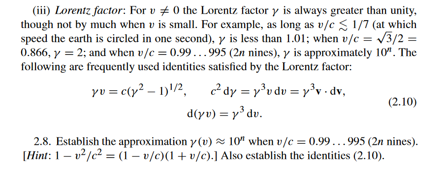 Solved (iii) Lorentz factor: For u 0 the Lorentz factor γ is | Chegg.com