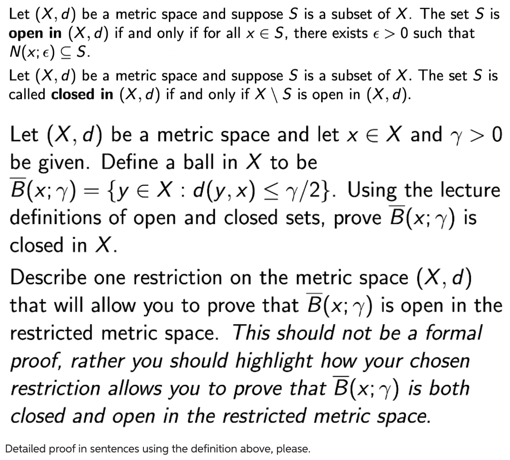Solved Let Xd Be A Metric Space And Suppose S Is A Subset 