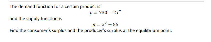 Solved The demand function for a certain product is | Chegg.com