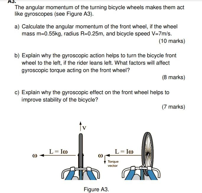 Solved AS. The angular momentum of the turning bicycle | Chegg.com