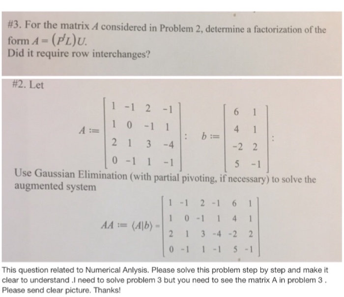 Solved #3. For the matrix A considered in Problem 2, | Chegg.com