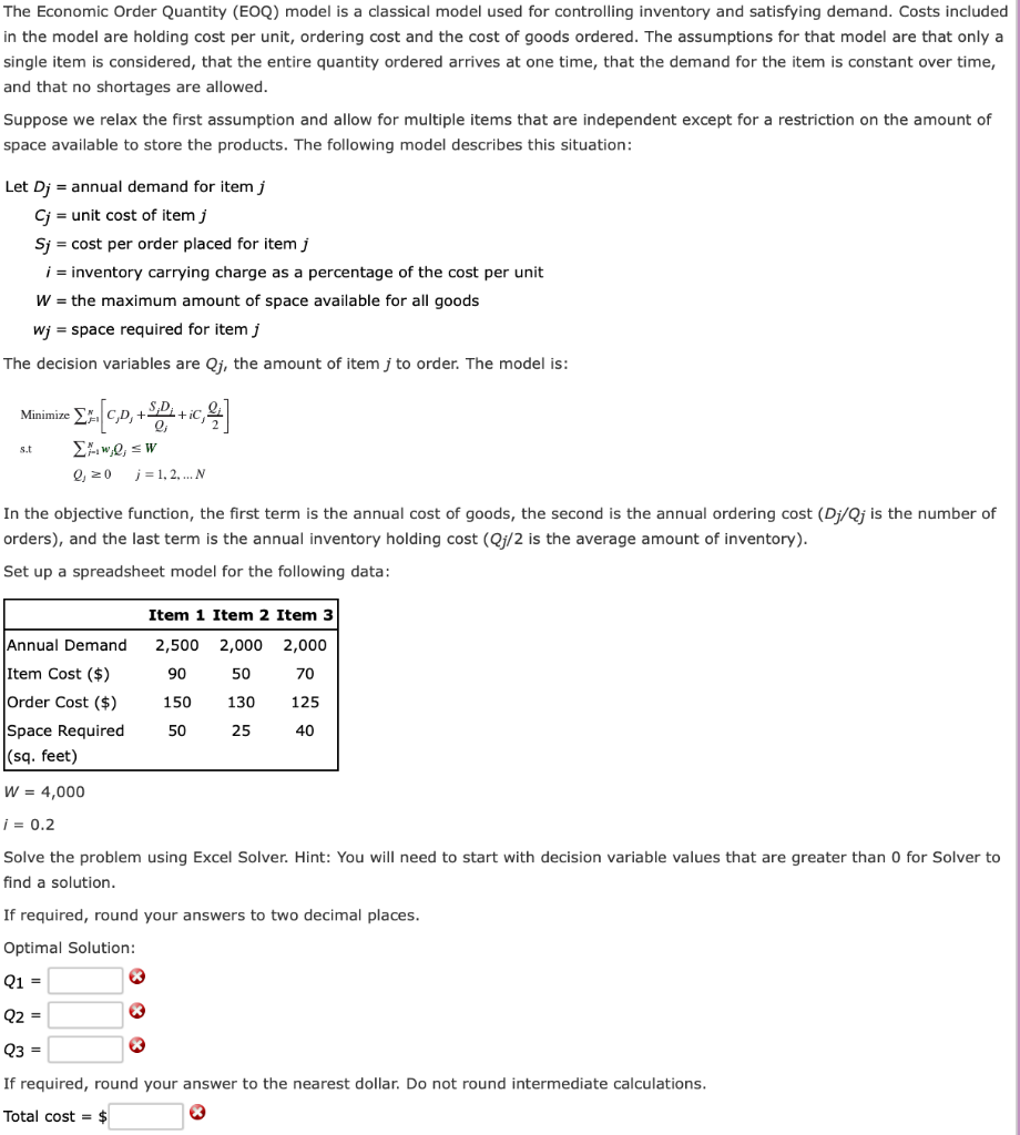 The Economic Order Quantity Eoq Model Is A 
