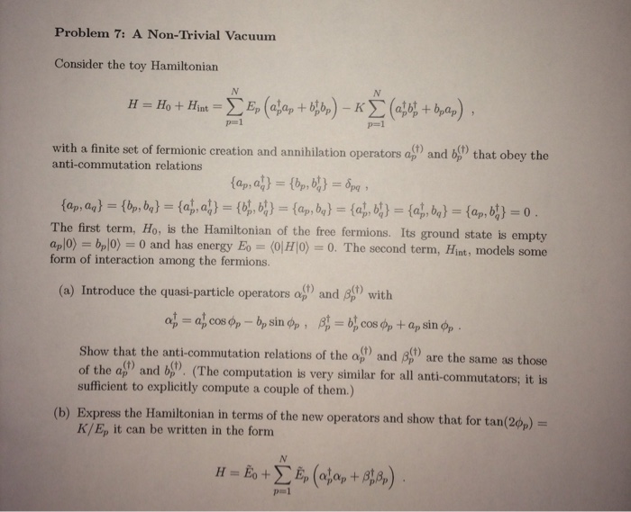 Solved Problem 7: A Non-Trivial Vacuum Consider the toy | Chegg.com