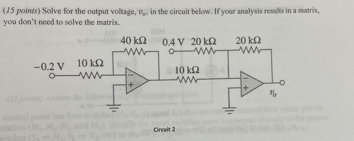 Solved (15 ﻿points) ﻿Solve for the output voltage, v0, ﻿in | Chegg.com