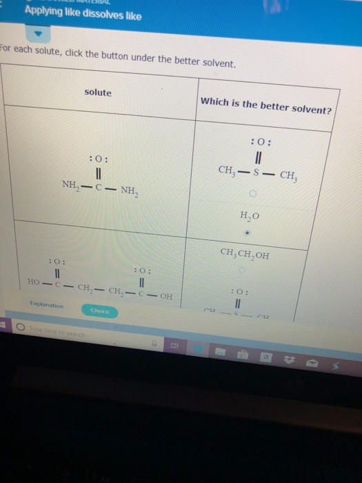Solved Applying like dissolves like For each solute, click | Chegg.com