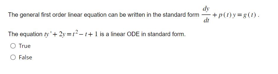 Solved The general first order linear equation can be | Chegg.com