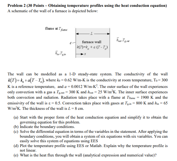 Solved Problem 2 (30 Points - Obtaining temperature profiles | Chegg.com