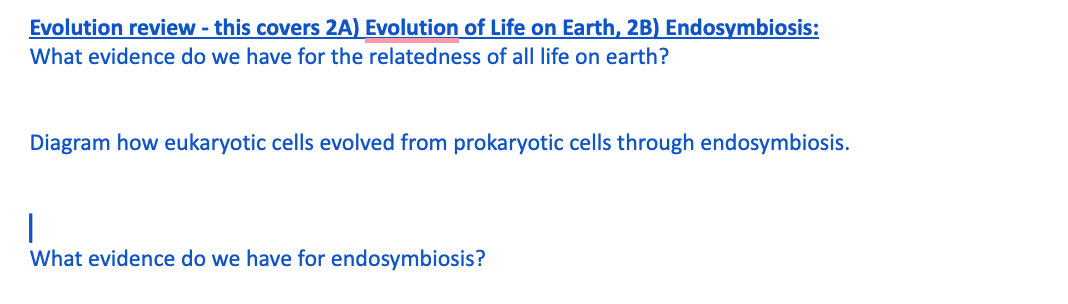 Solved Evolution review - this covers 2A) Evolution of Life | Chegg.com
