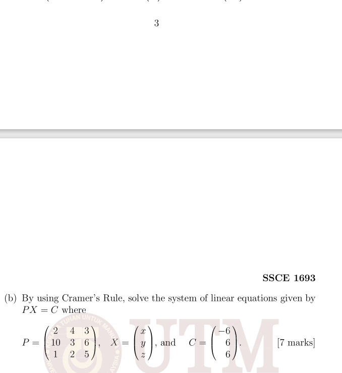 Solved (a) Use the adjoint method to obtain the inverse | Chegg.com