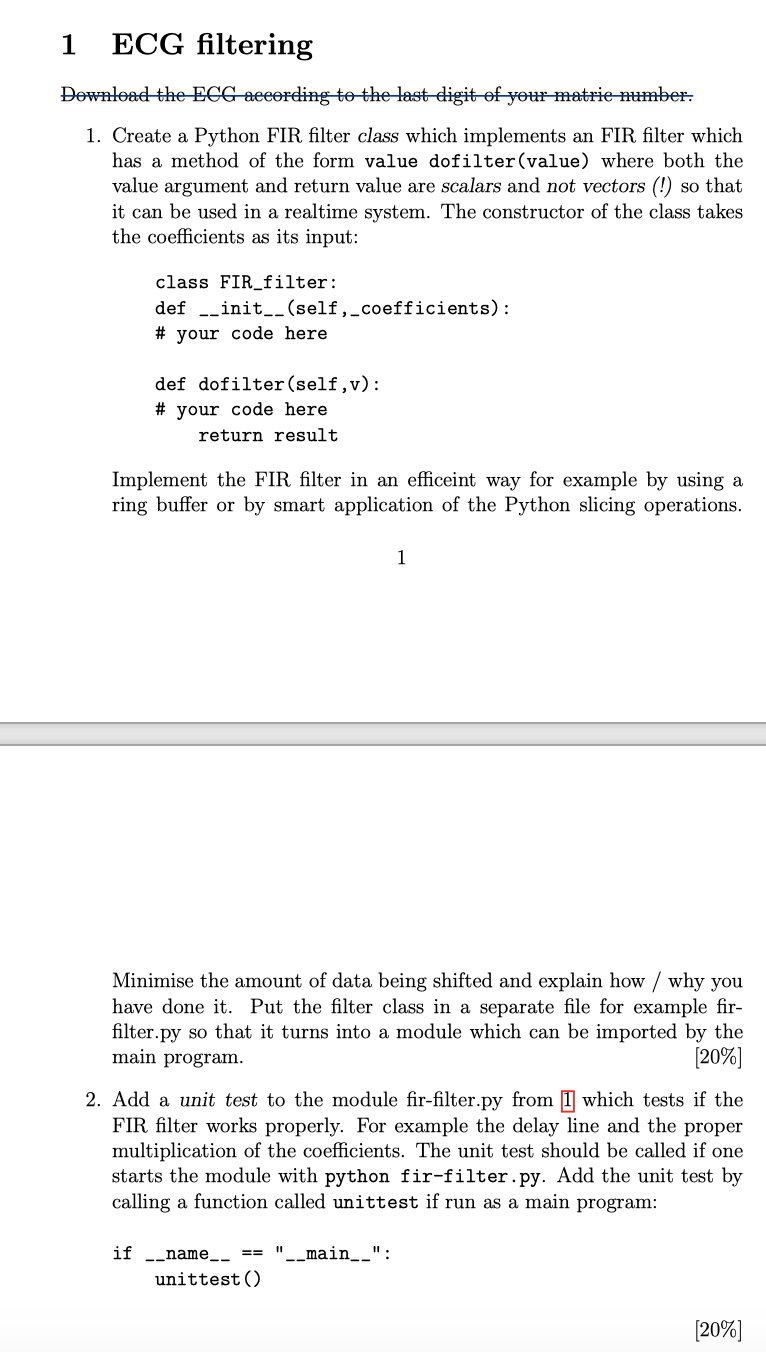 1 ECG filtering Download the ECG according to the | Chegg.com
