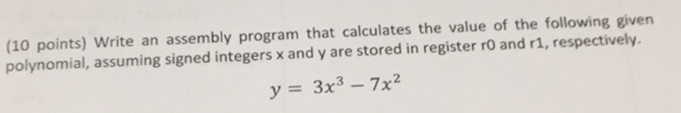 Solved (10 points) Write an assembly program that calculates | Chegg.com