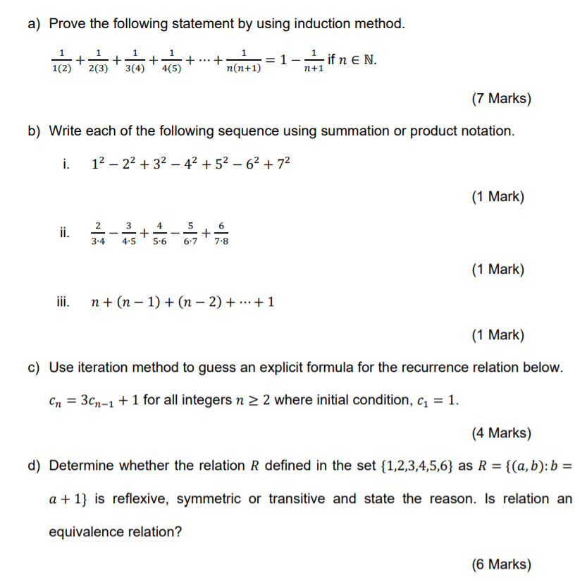 Solved a) Prove the following statement by using induction | Chegg.com