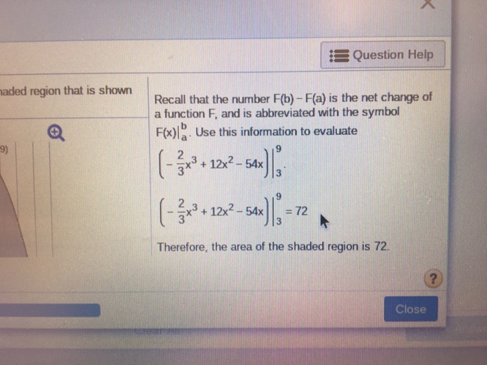 Solved := Question Help aded region that is shown Recall | Chegg.com