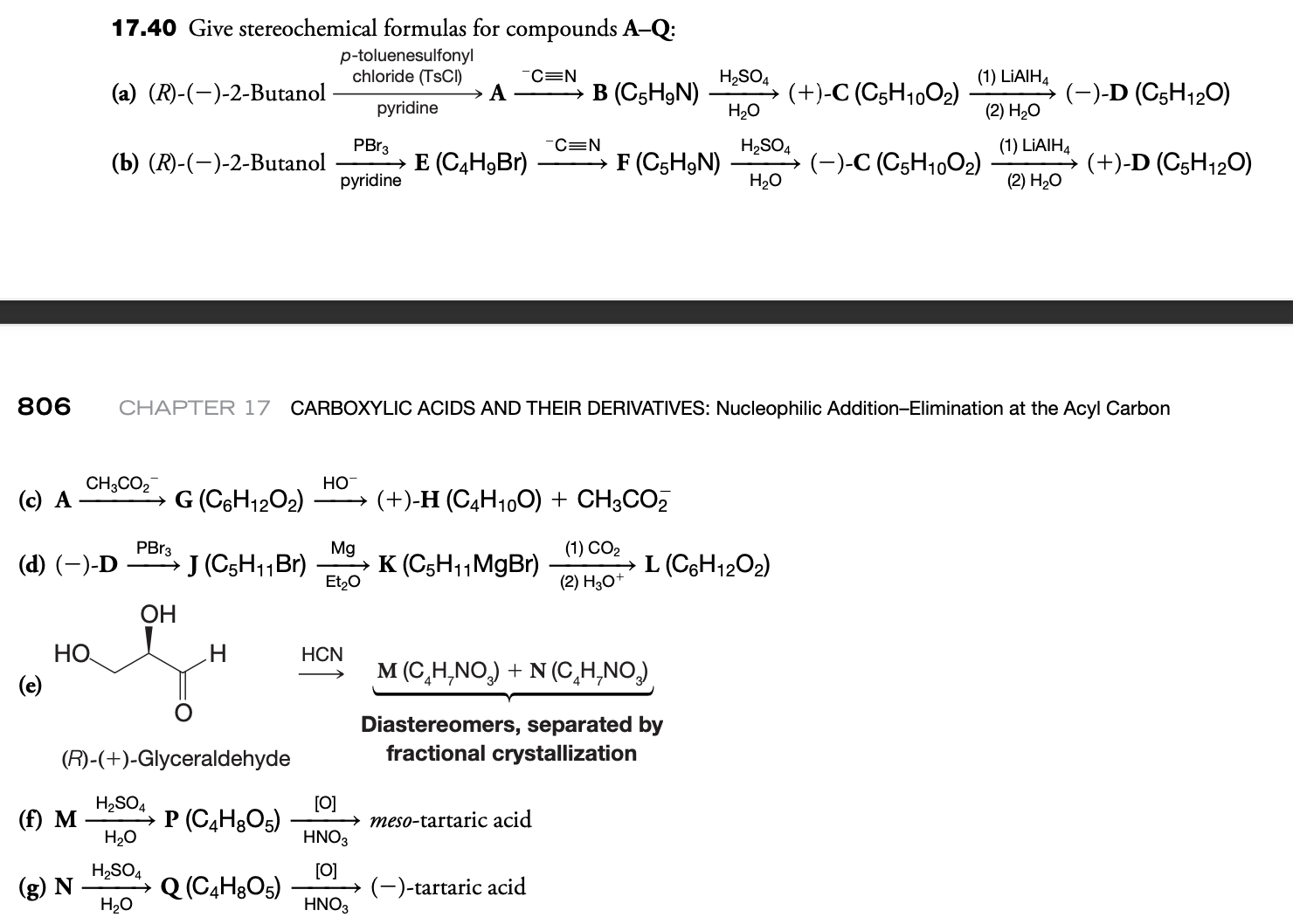 Solved 17.40 Give stereochemical formulas for compounds A−Q | Chegg.com