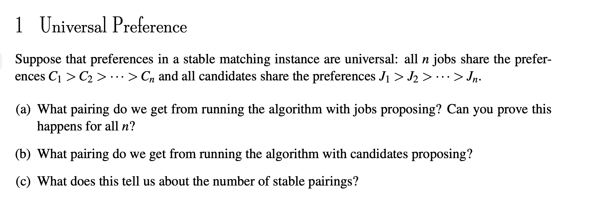 Solved 1 Universal Preference Suppose that preferences in a | Chegg.com