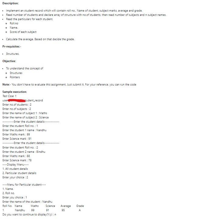 Solved Write a program to Implement the student record using | Chegg.com