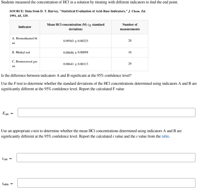 Solved Students measured the concentration of HCl in a | Chegg.com