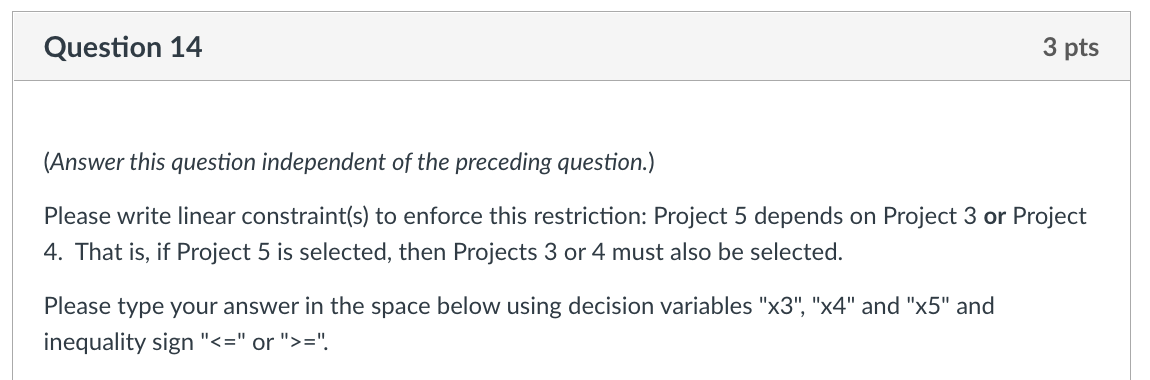Solved Problem Statement: Project Selection (and Binary | Chegg.com