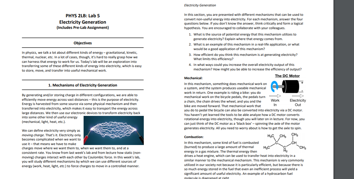 Solved: Electricity Generation PHYS 2LB: Lab 5 Electricity... | Chegg.com