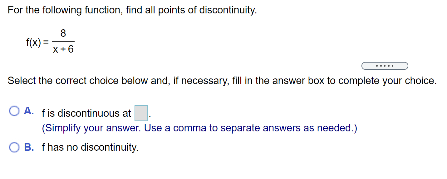 Solved For the following function, find all points of | Chegg.com