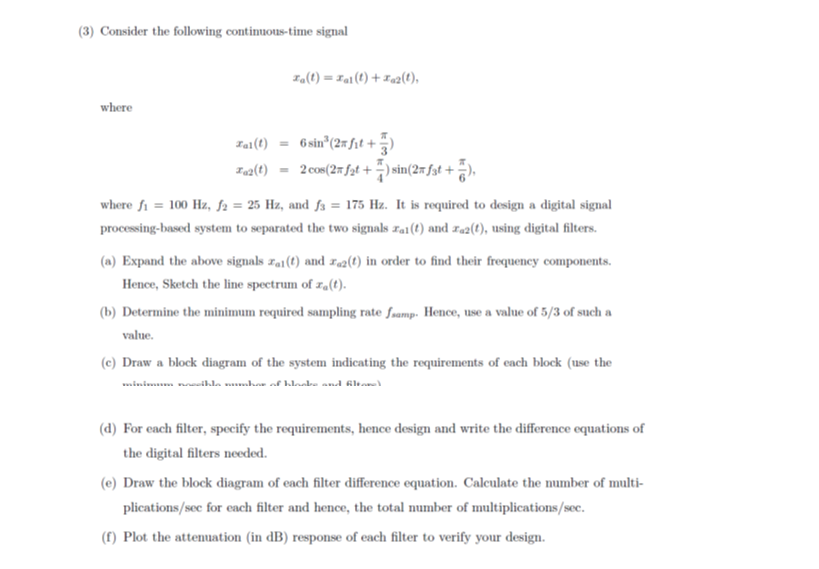 (3) Consider the following continuous-time signal | Chegg.com