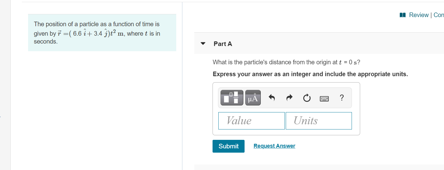 Solved A Review Con The Position Of A Particle As A Function 