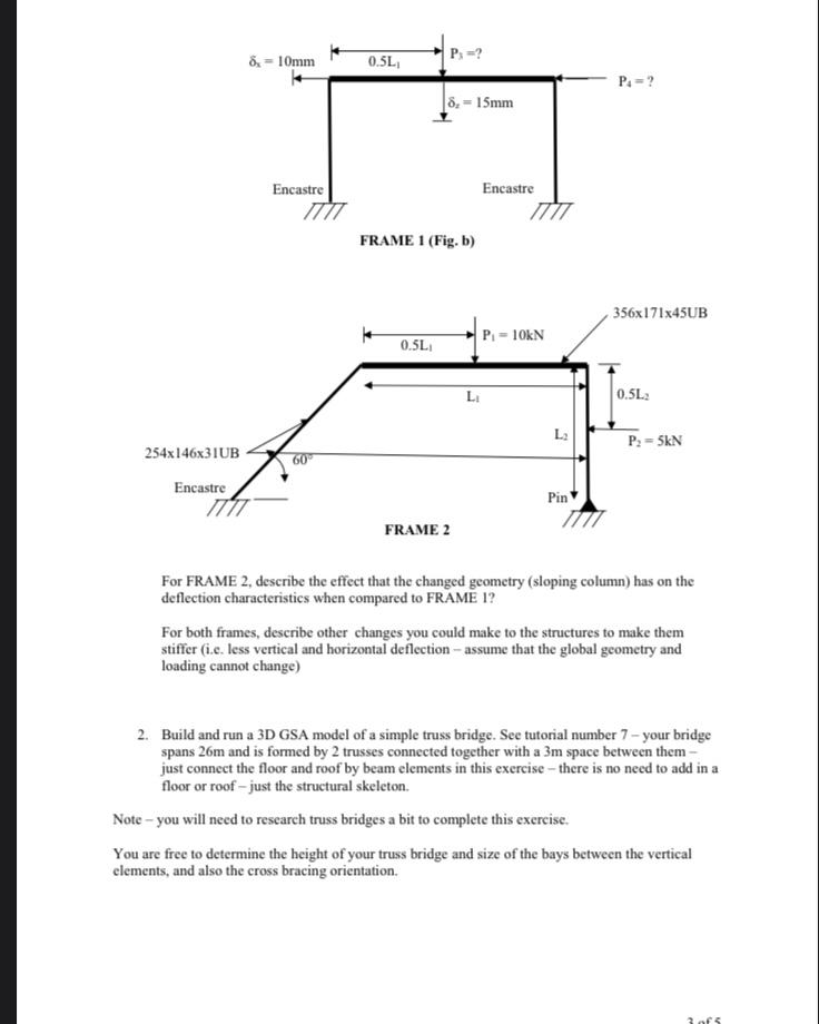 Solved Instructions 1. Below are two 2D plane frame | Chegg.com