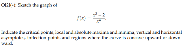 Solved Q[2](**) ﻿: Sketch the graph off(x)=x3-2x4.Indicate | Chegg.com