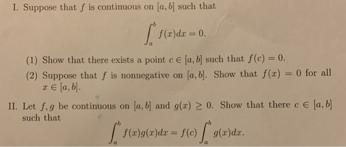 Solved I. Suppose that f is continuous on [a, b] such that | Chegg.com