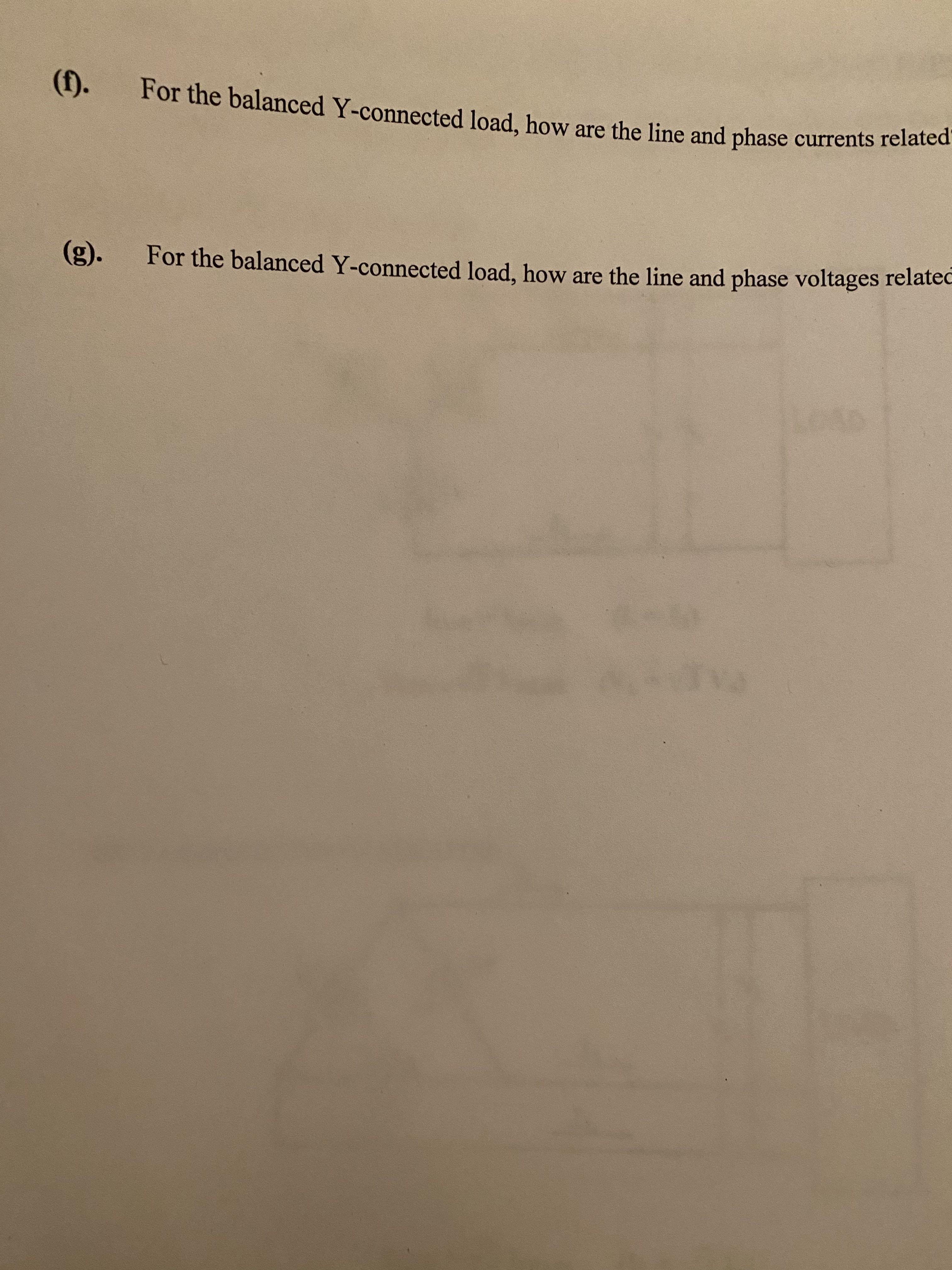 Solved (f). ﻿For the balanced Y-connected load, how are the | Chegg.com