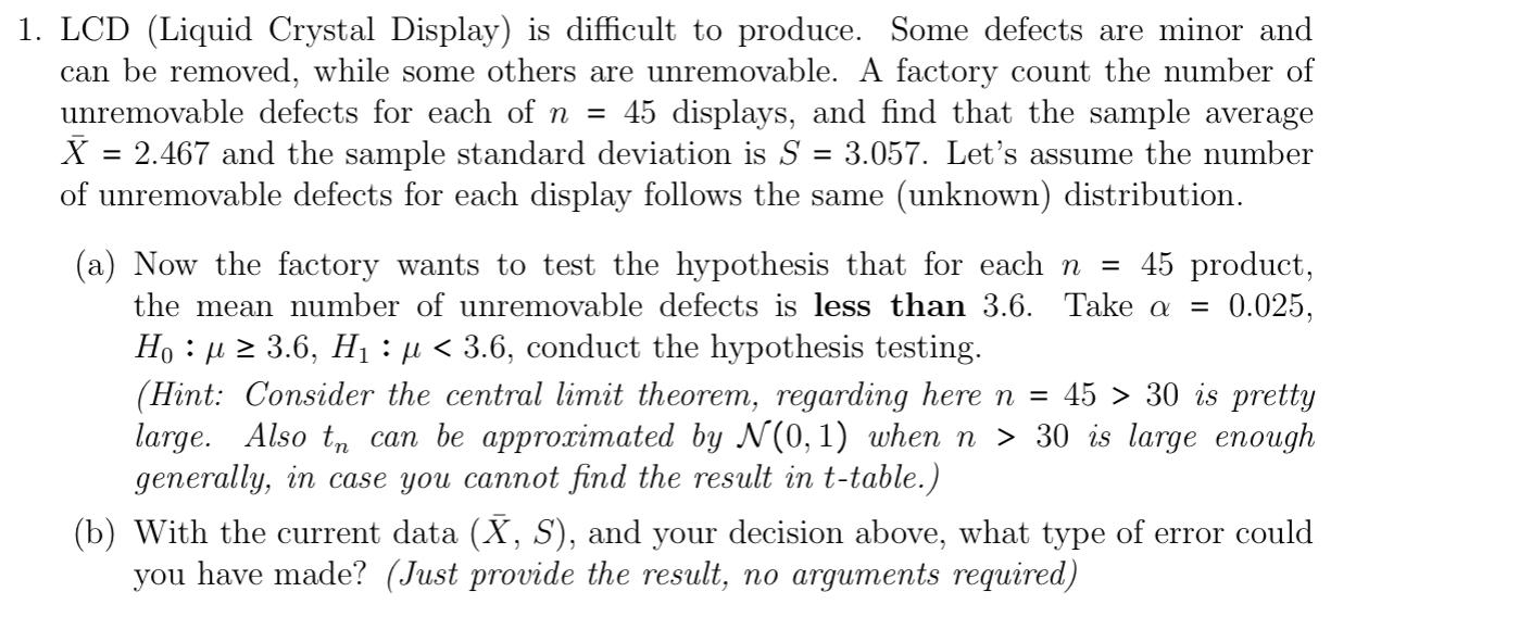 Solved 1. LCD (Liquid Crystal Display) is difficult to | Chegg.com