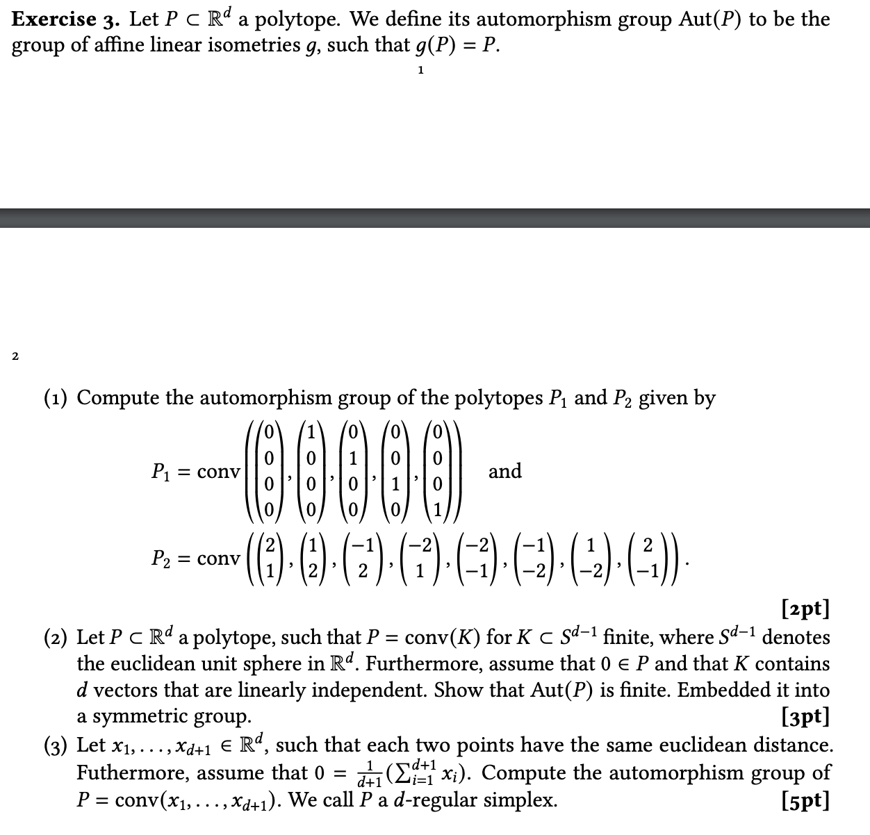 Solved Exercise 3. Let P⊂Rd a polytope. We define its | Chegg.com